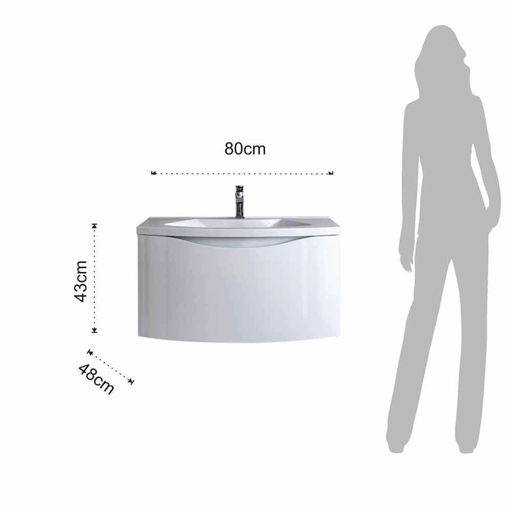 Lavaman për banjë me pasqyrë të pezulluar dhe rafte për dizajn