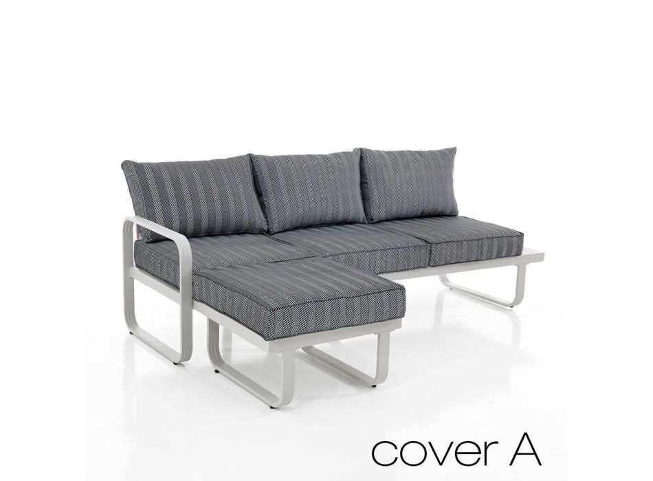 Divan 3 vendësh me pouf I pajisur me 2 mbulesa