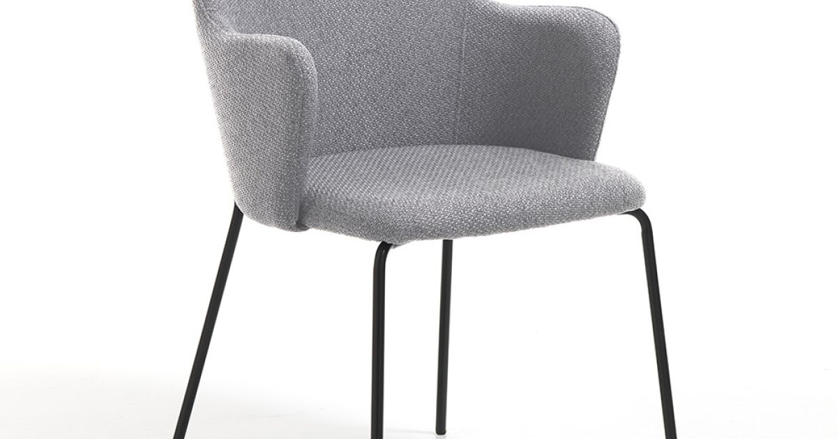 Karrige e dhomës së ngrënies e veshur me susta me pëlhurë gri 2-copë