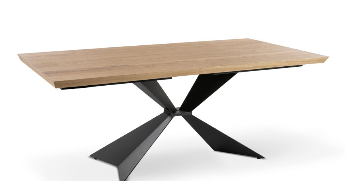 Tavolinë fikse në metal dhe sipër me rimeso lisi