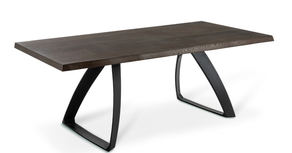 Tavolinë fikse me rimeso lisi dhe bazë alumini