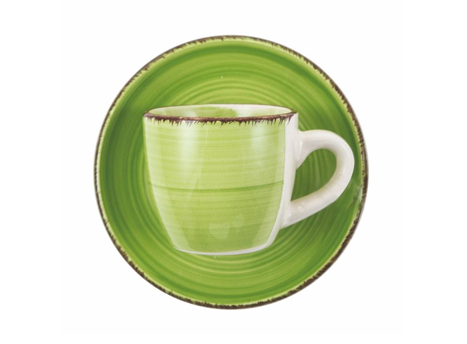 Shërbim për filxhan kafeje me enë guri të pikturuar me dorë